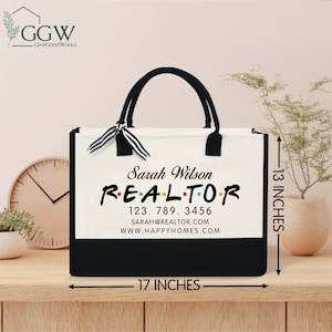 Realtor Tote Bag, Personalized Business Tote Bag, Custom Real Estate ...
