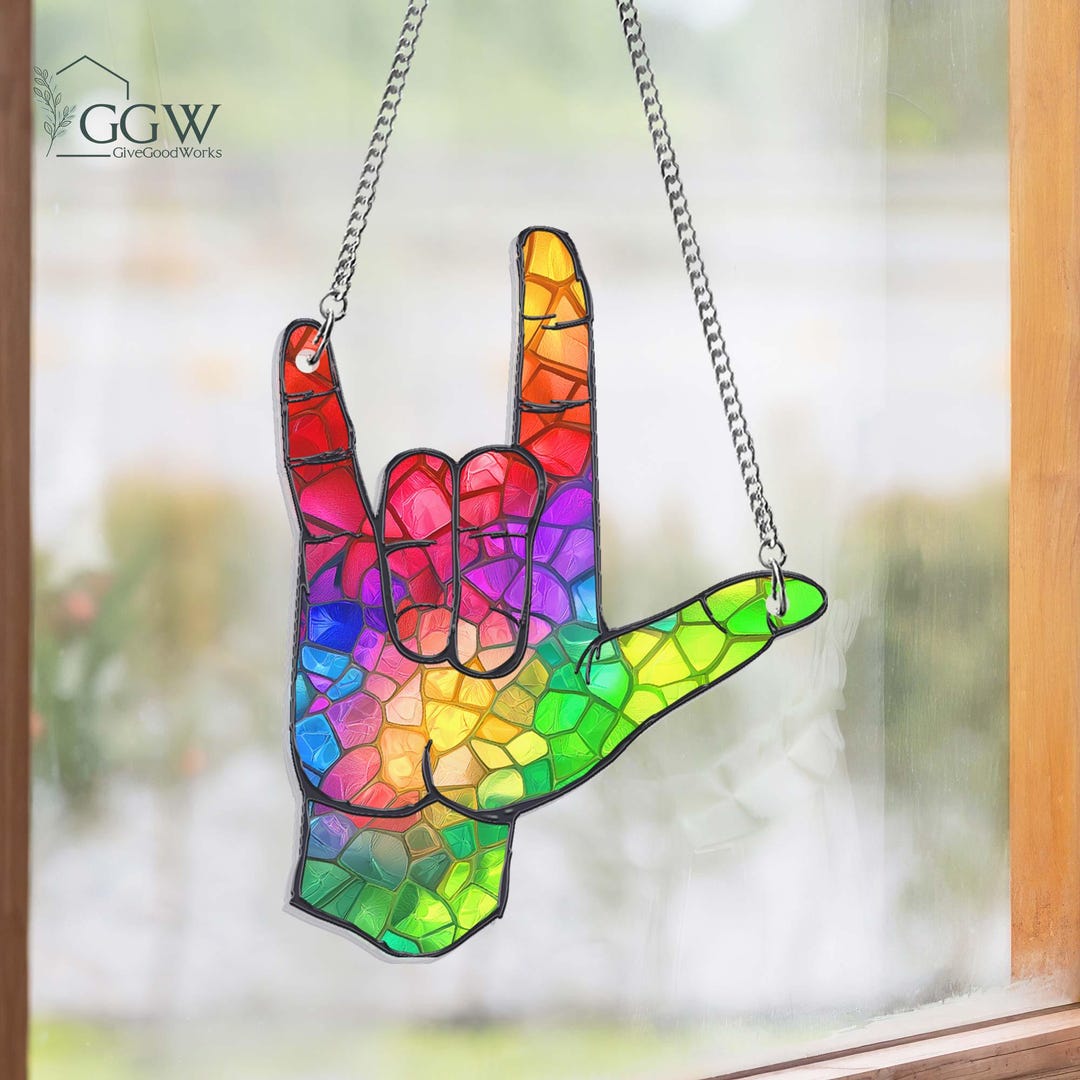 ASL Teacher ACRYLIC Sign Language Ornament, ASL I Love You Suncatcher ...