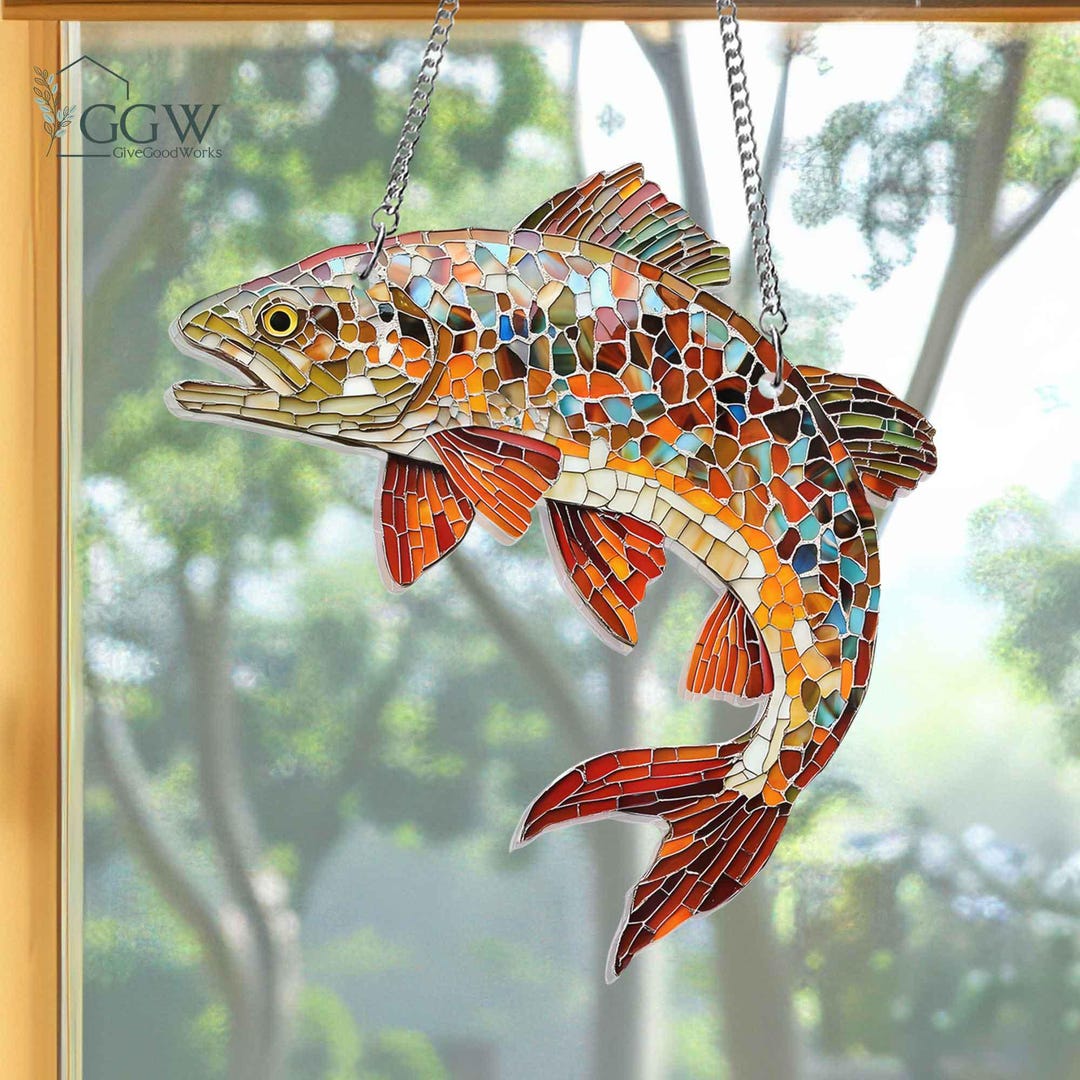 Home Christmas Decor, Brown Trout Acrylic Suncatcher, Brown Trout ...
