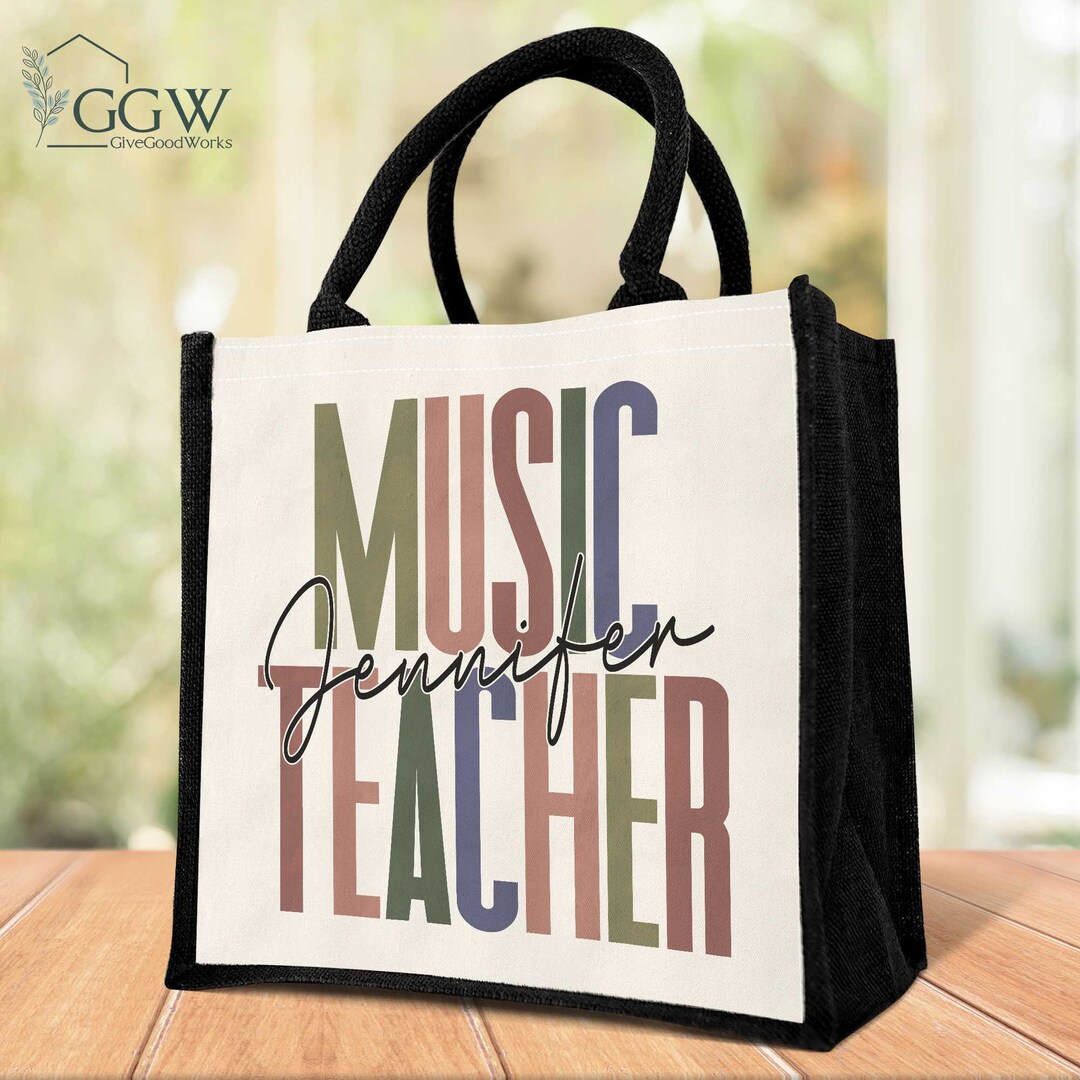 Personalized Music Teacher Tote Bag, Music Teacher Gift, Custom Name ...