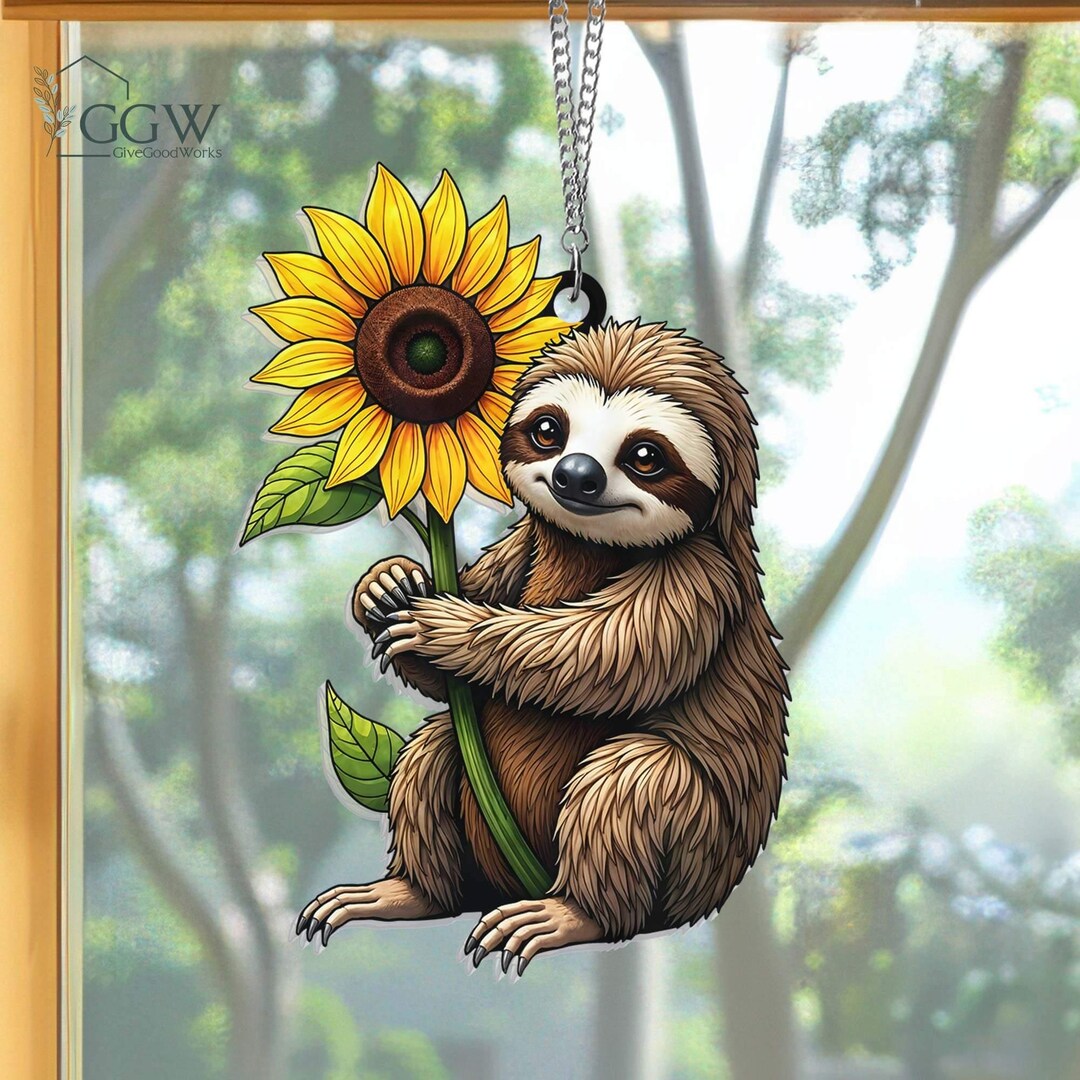 Sloth Suncatcher, Cute Sloth Gift, Animal Suncatcher, Sloth Decor ...