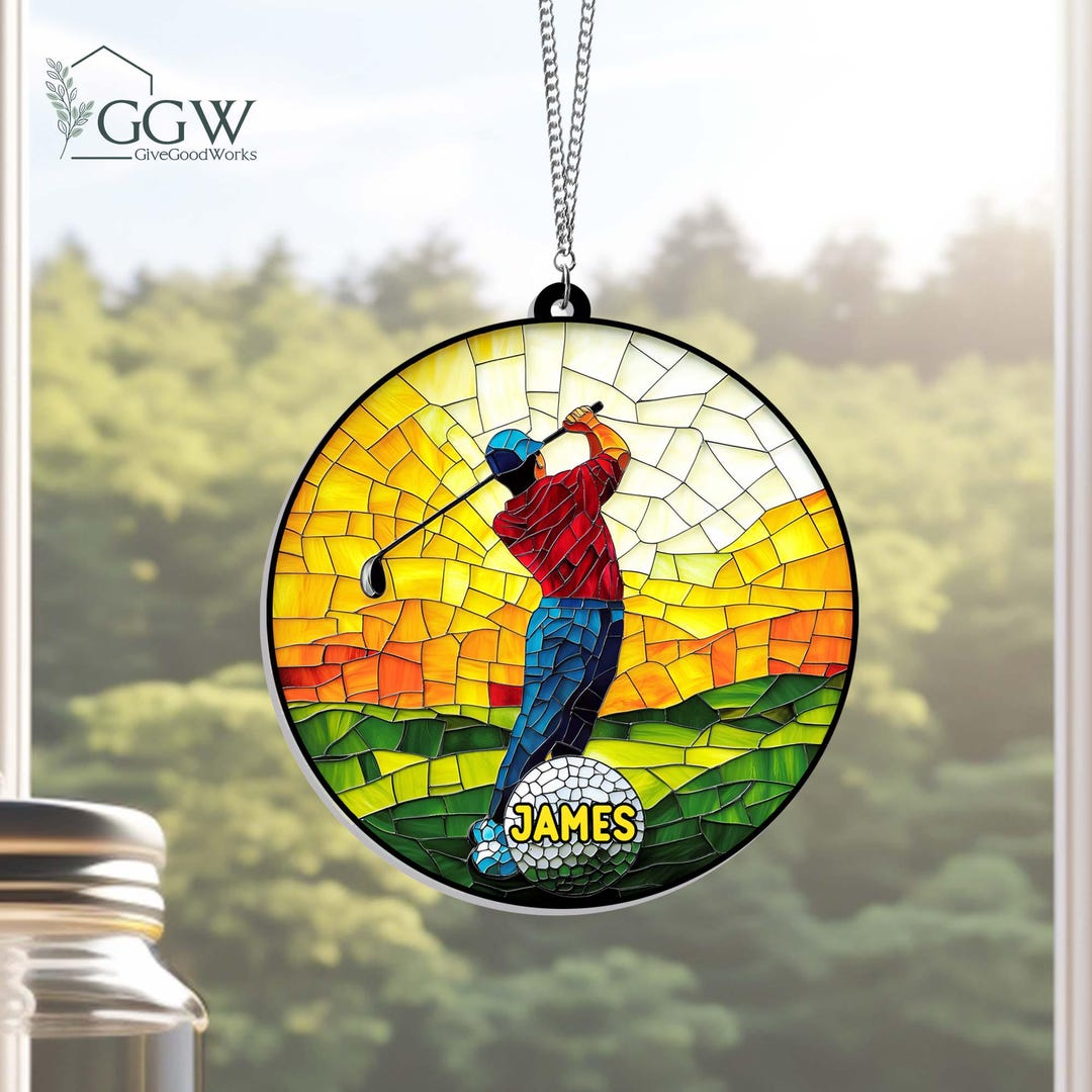 Personalized Golf Suncatcher, Golf Gift for Him, Custom Golf Suncatcher ...