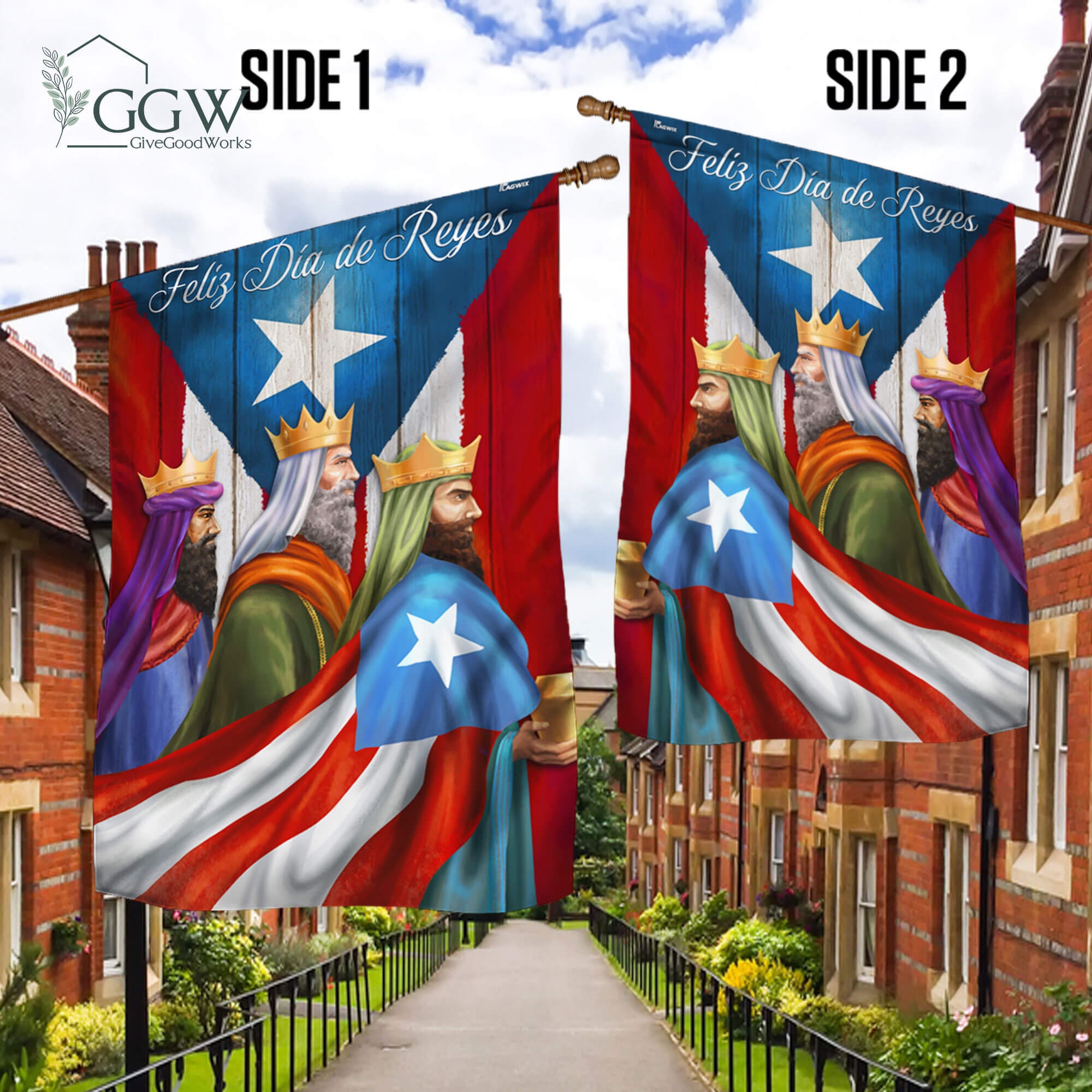 Three Kings Puerto Rico Flag, Three Wise Kings Flag, Puerto Rico Flag ...