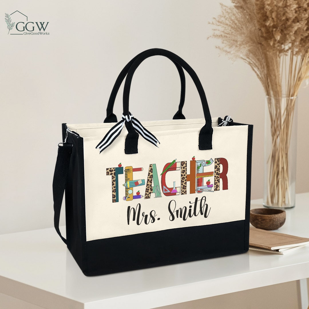 Personalized Teacher Tote Bag, Teacher Appreciation Tote, New Teacher ...