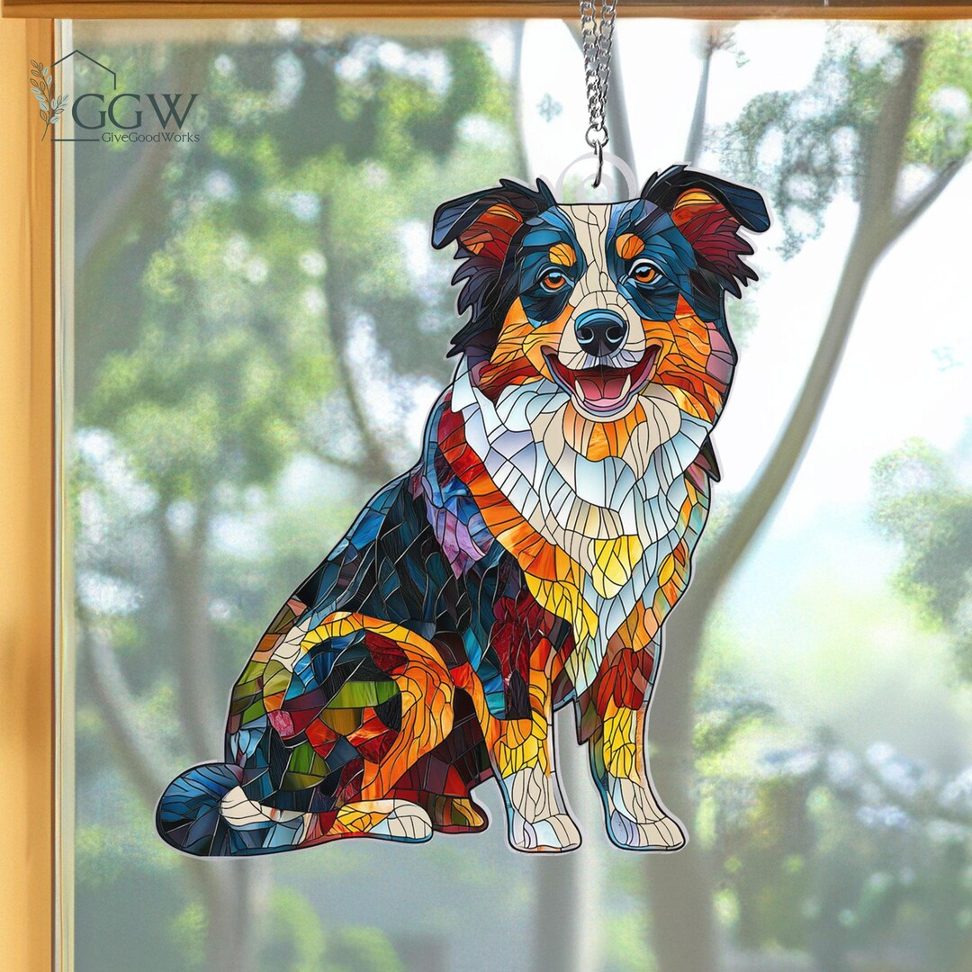 Border Collie Suncatcher Hanging, Border Collie Dog Acrylic Ornament ...