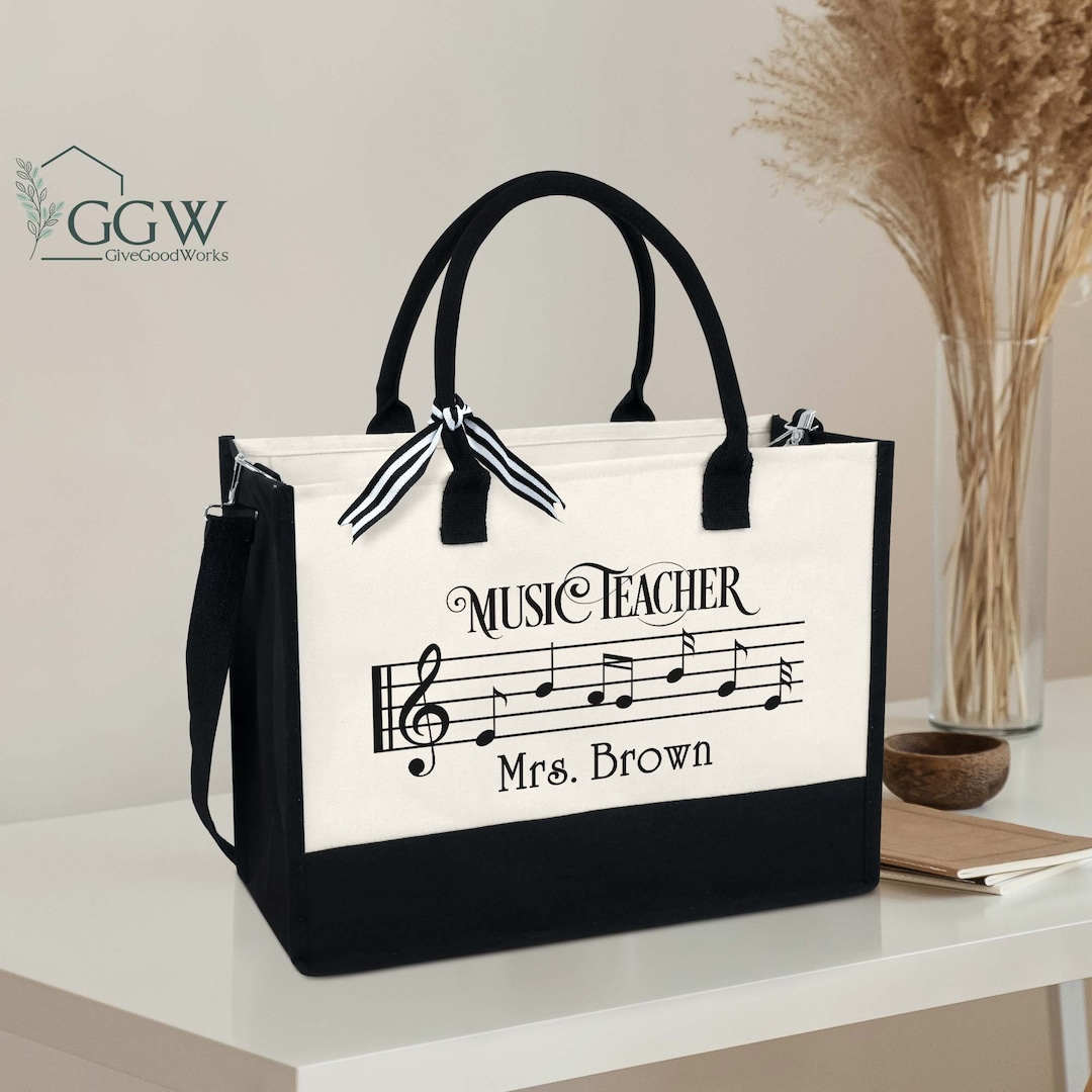 Personalized Music Teacher Tote Bag, Custom Music Bag, Piano Lesson Bag ...
