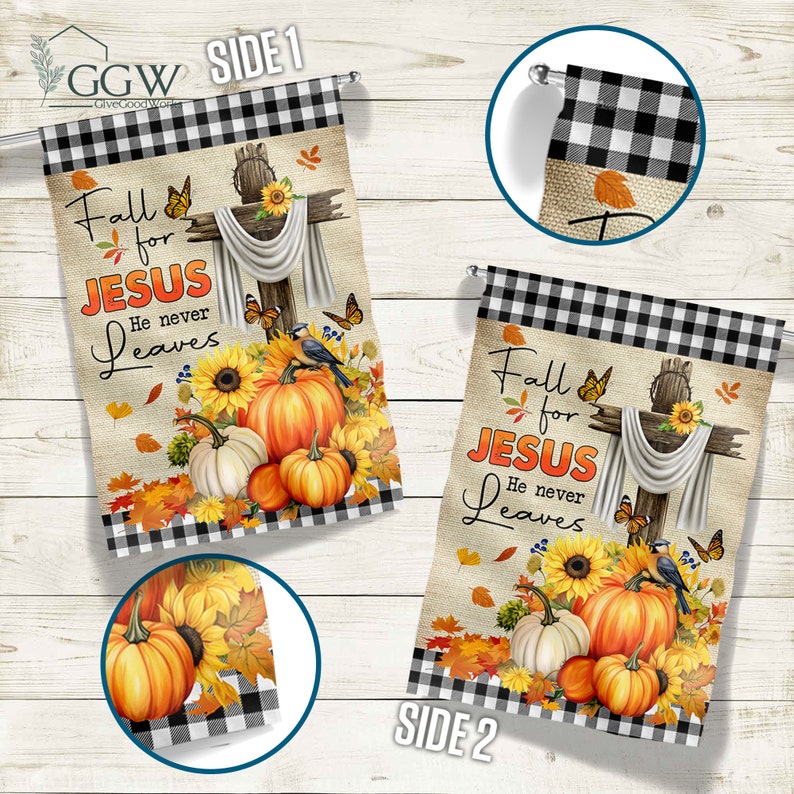 Fall Flag Fall for Jesus He Never Leaves Thanksgiving Flag - Etsy