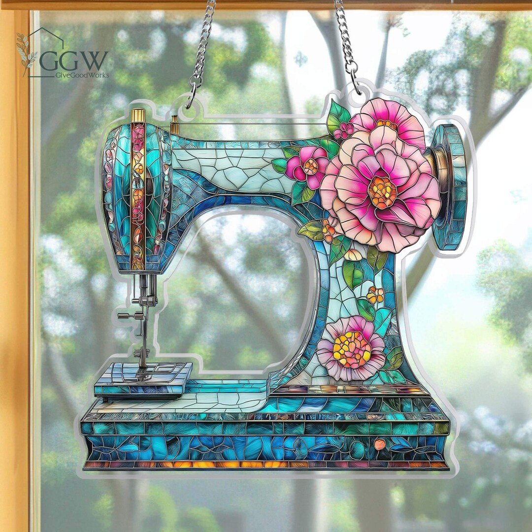 Sewing Machine Suncatcher, Sewing Suncatcher Ornament, Sewing Room ...