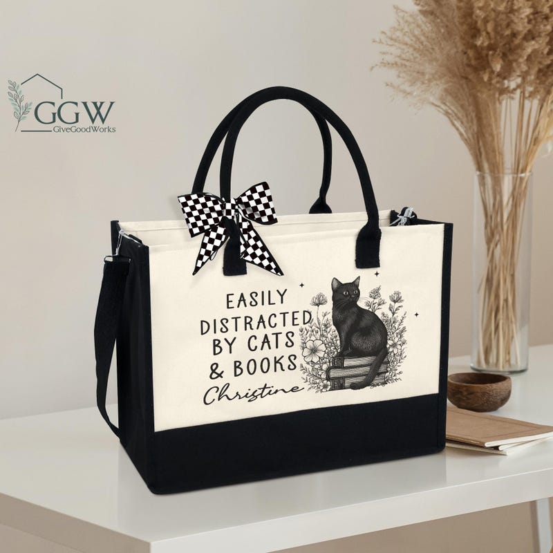 Quilted Tote Cat Books - Etsy