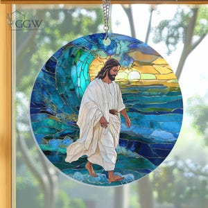 Jesus Christ Suncatcher Hanging Sign, Christian Window Hanging ...