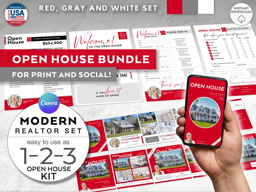 Open House Bundle for Realtors, Flyers, Instagram Posts, Stories in ...
