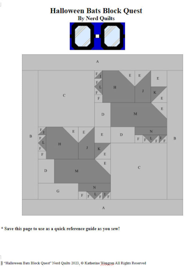 Halloween Bats Quilt Block Pattern - Etsy