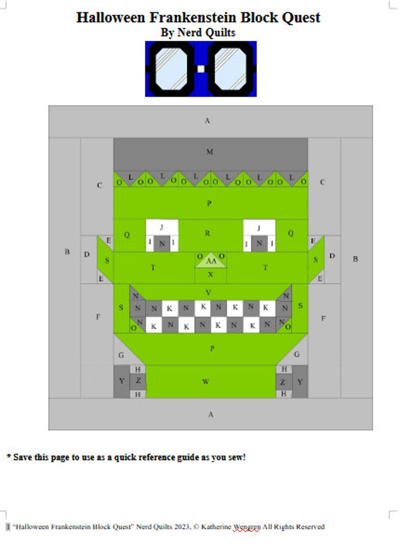Halloween Frankenstein Quilt Block Pattern - Etsy