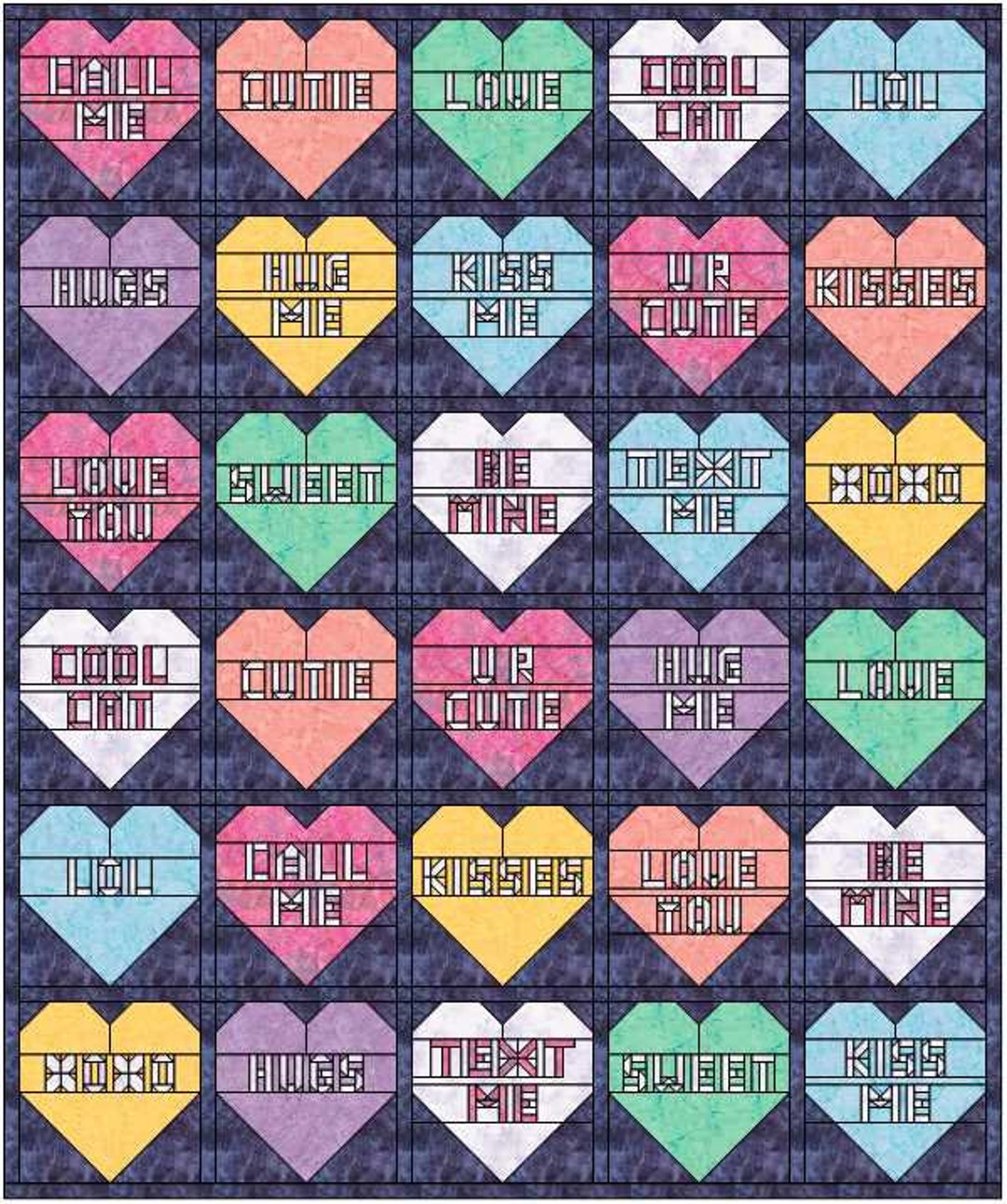 Candy Hearts Quilt Pattern - Etsy