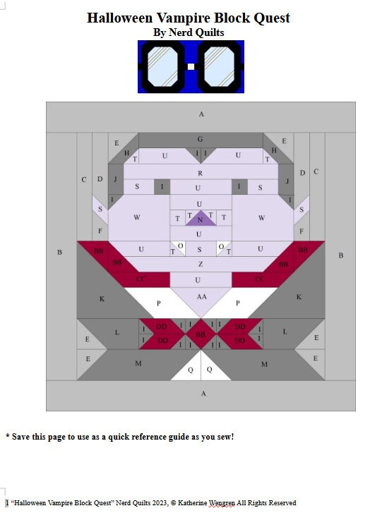 Halloween Vampire Quilt Block Pattern - Etsy