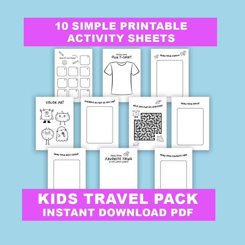 10 Simple Printable Kids Activity Sheets Airport Travel - Etsy Ireland