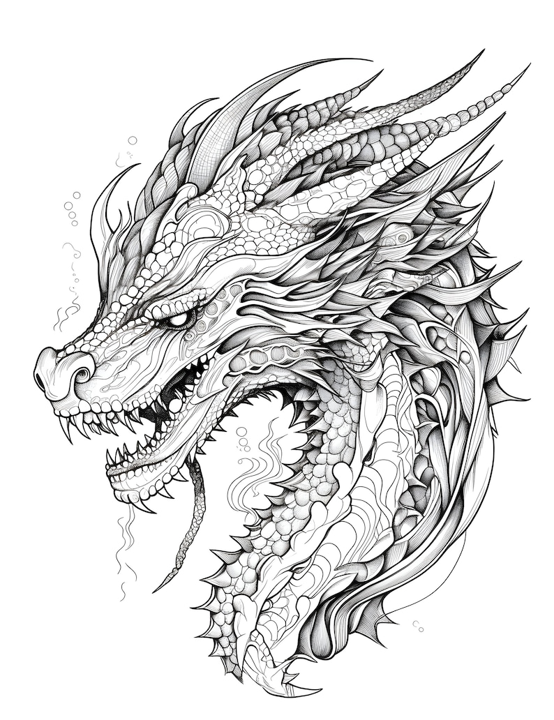 15 Fantasy Dragon Coloring Pages Digital Download Printable - Etsy