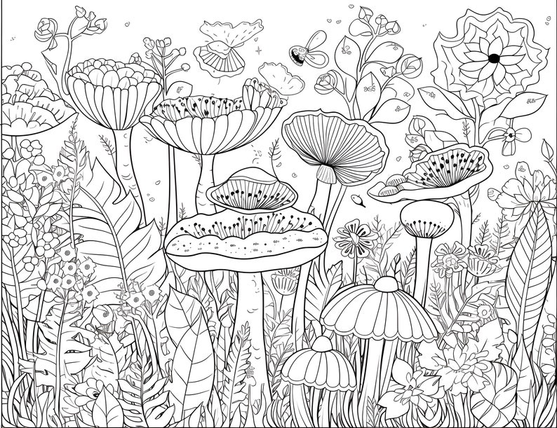 16 Nature Fantasy Coloring Page Book, Adults + Kids- Instant Download ...