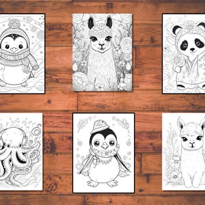 21 Kawaii Animals Coloring Page Book, Adults Kids Instant Download ...