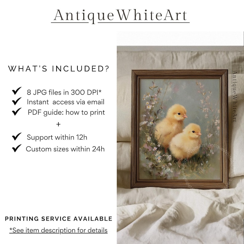 Baby Chicks Painting, Vintage Farmhouse Wall Art, Printable Digital ...