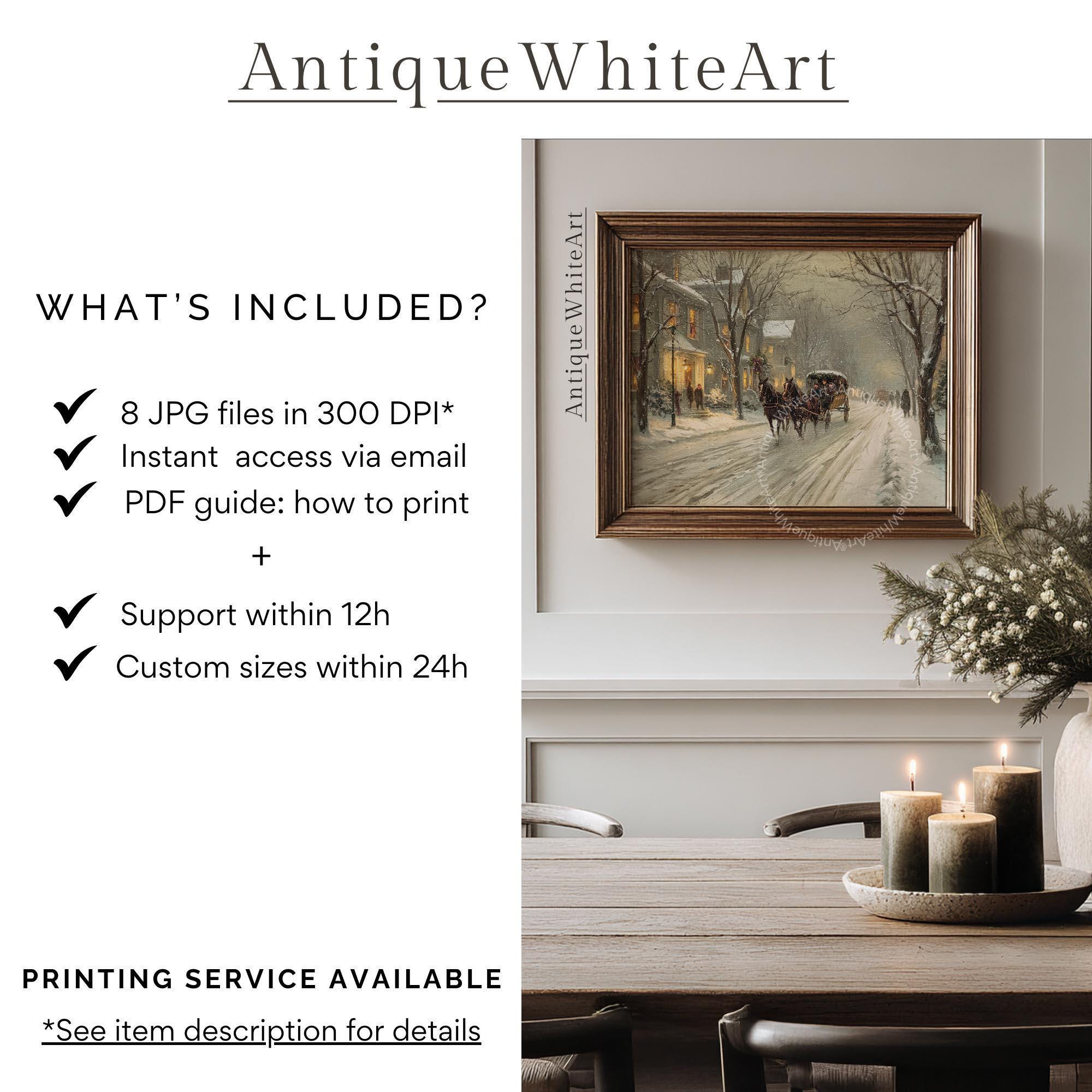 Victorian Winter Carriage Print: Snowy Village Scene (digital Download ...