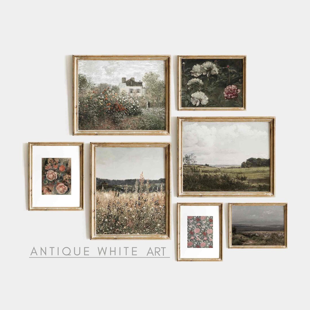 Printable Vintage Farmhouse Prints, Set of 7 Spring Wall Art, Country ...