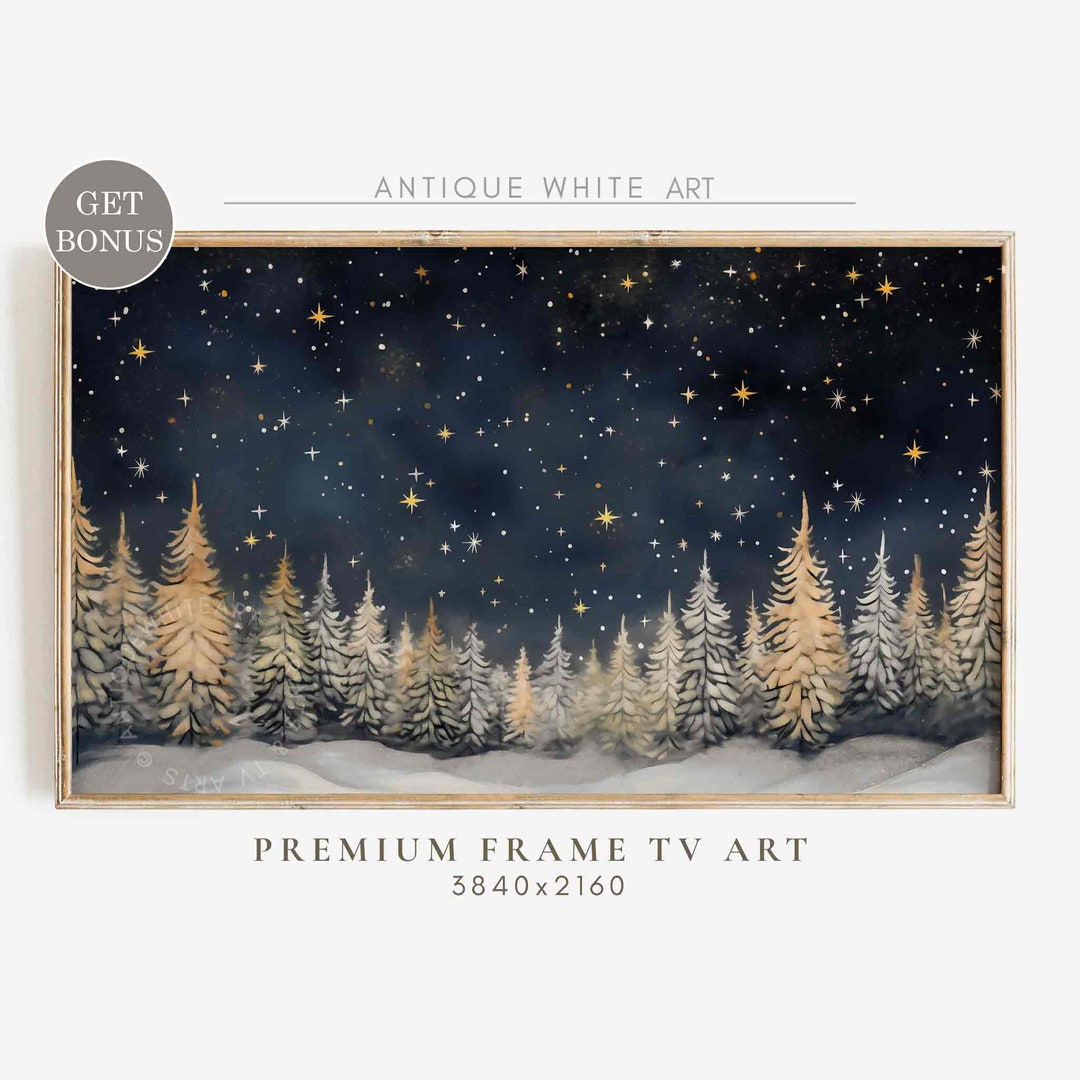 Christmas Frame TV Art, New Year TV Art, Festive Snowy Winter Art for ...
