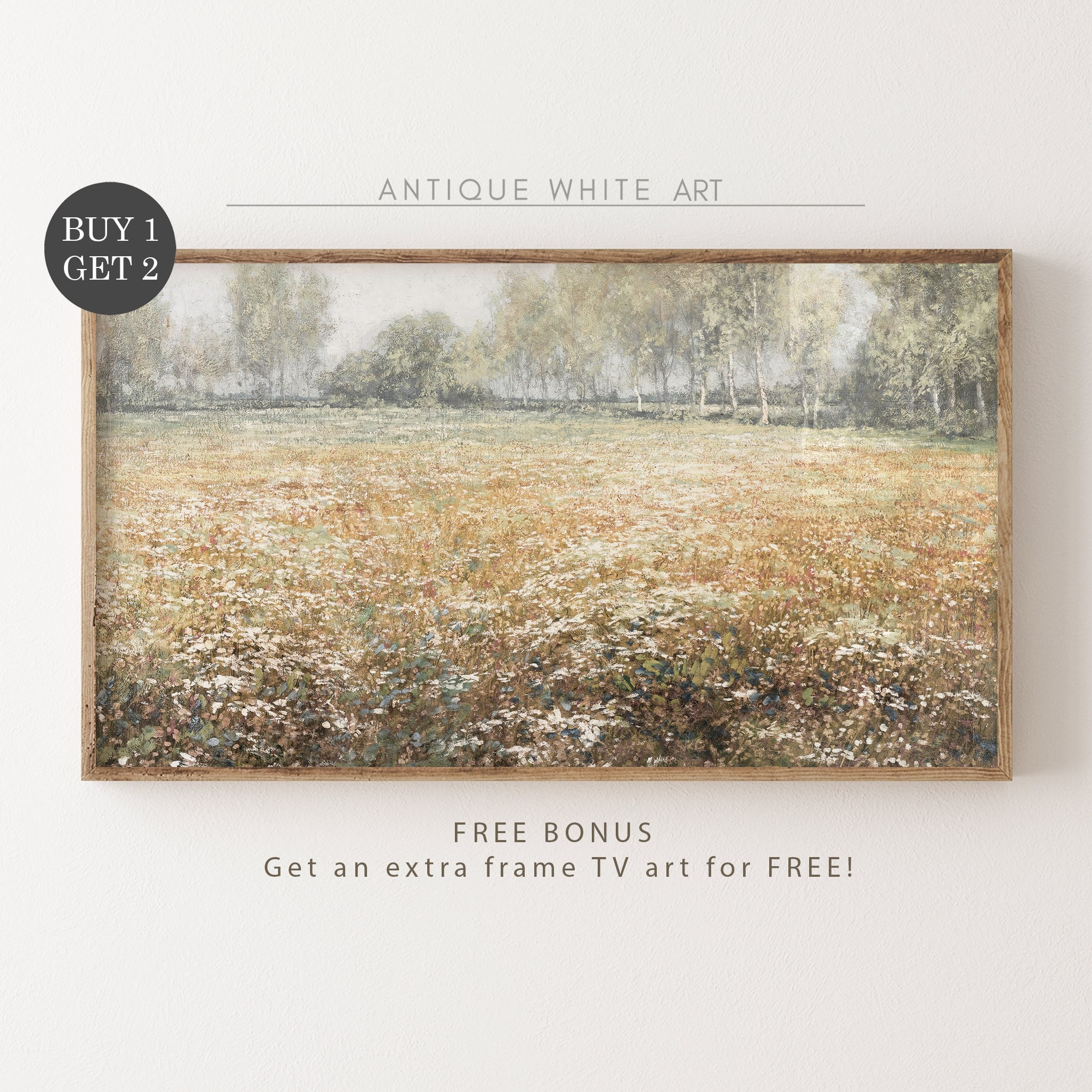 Samsung Frame TV Art, Spring Wildflower Field, Flower Meadow, Warm Tone ...