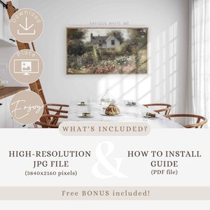 Samsung Frame TV Art, Cottage Rose Garden, Vintage Oil Painting ...