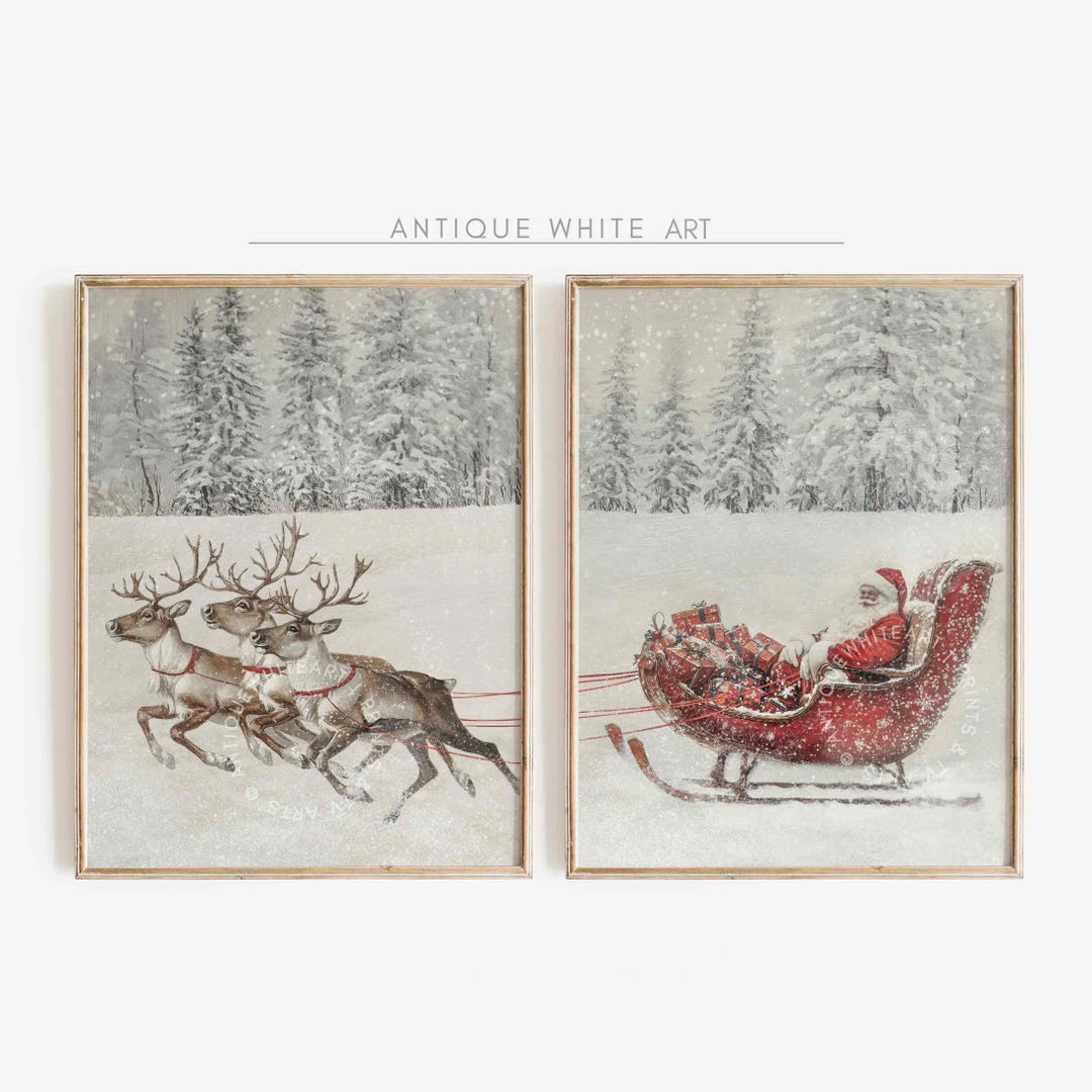 PRINTABLE Santa Wall Art, Set of 2 Christmas Prints, Santa Claus ...