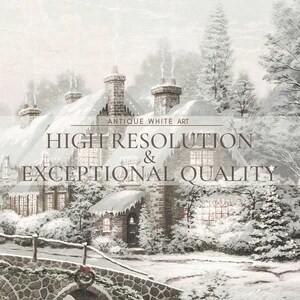 Vintage Winter Landscape Frame TV Art, Farmhouse Christmas Art for TV, Snowy Winter Oil Painting ...