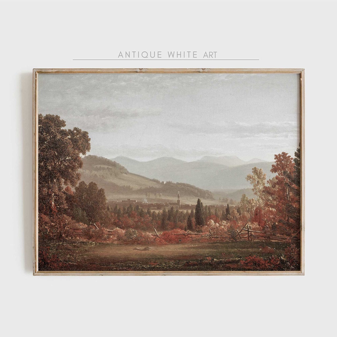 Moody Fall Landscape Print, Vintage Autumn Wall Art, Rustic Farmhouse ...