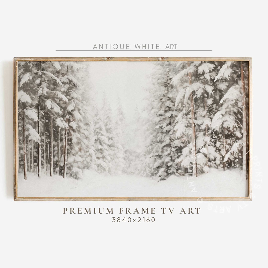 Winter Forest Painting Samsung Frame TV Art, Snowy Pine Trees Art for ...