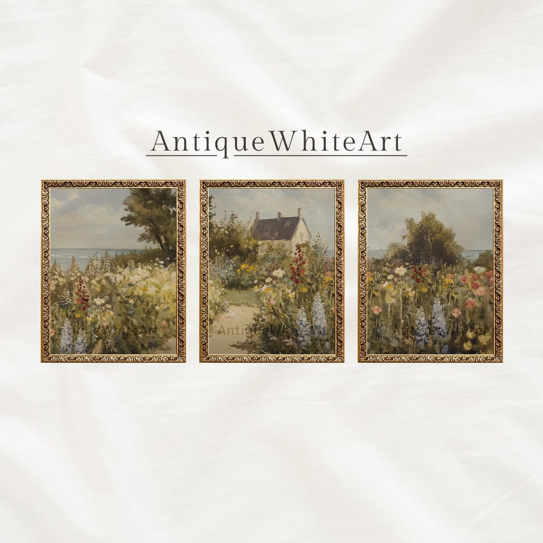 Printable Set of 3 Prints, Cottage Garden Wall Art, Farmhouse Prints ...