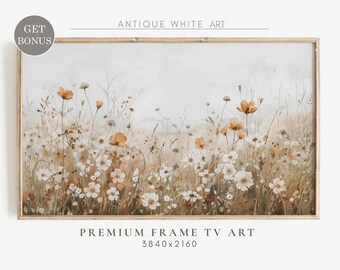 Samsung Frame TV Wildflower Art, Flower Meadow, Warm Tone Field ...