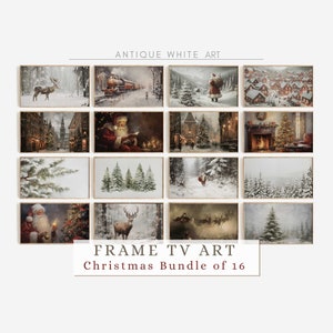 Vintage Christmas Bundle of Frame TV Arts, Santa Claus Art for TV ...