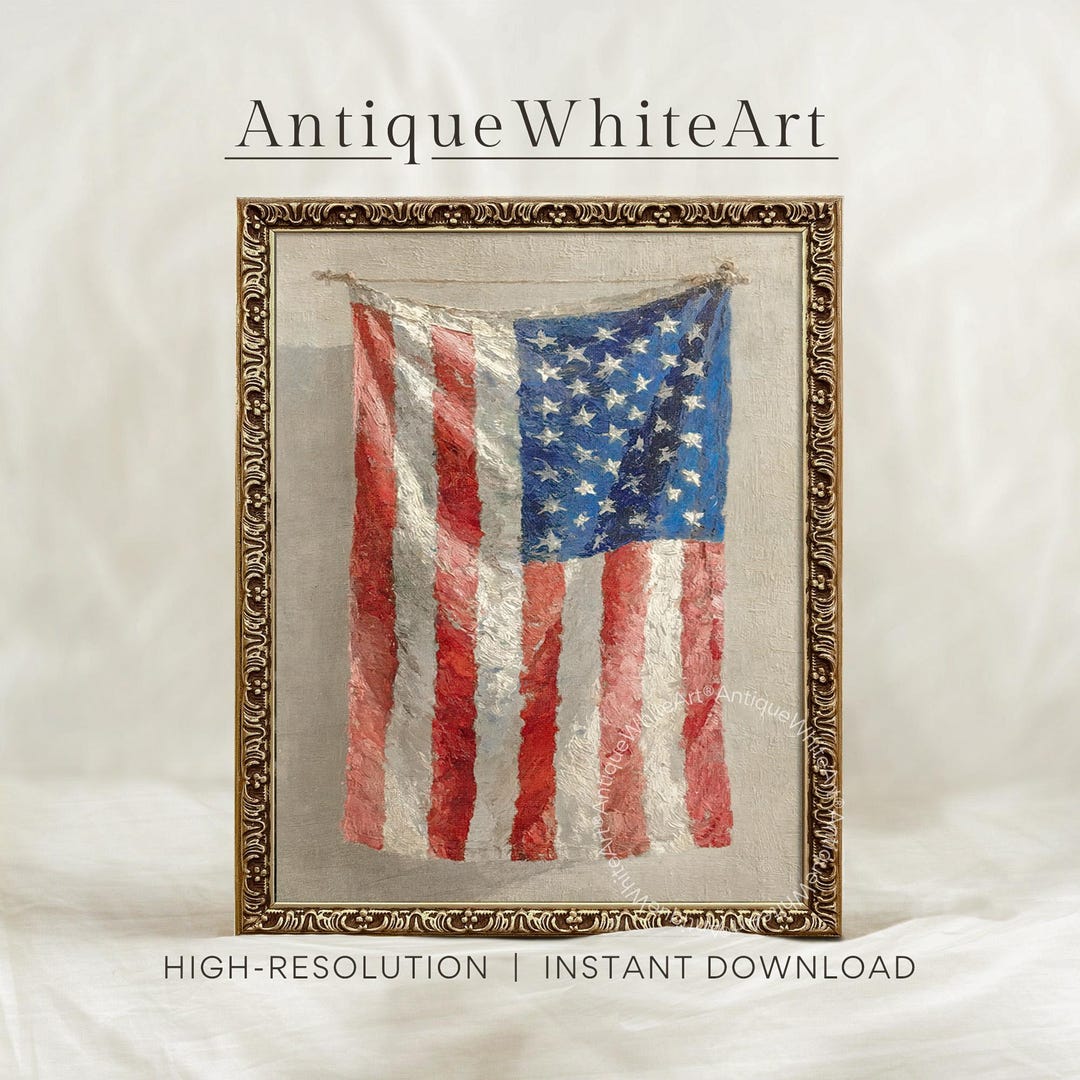 Printable American Flag Wall Art, 4th of July Print, Muted Patriotic ...
