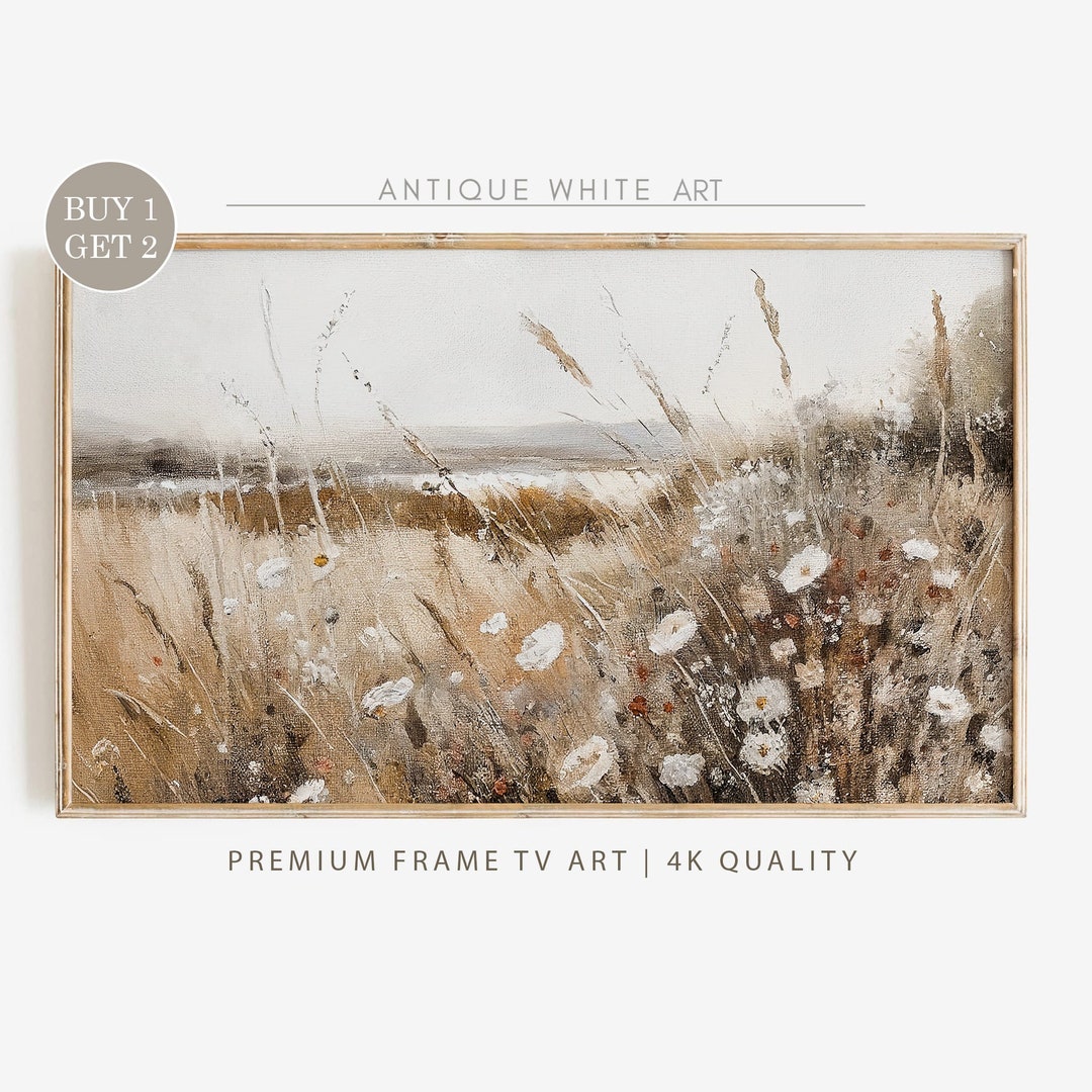 Samsung Frame TV Art, Spring Wildflower Field, Flower Meadow, Warm Tone ...