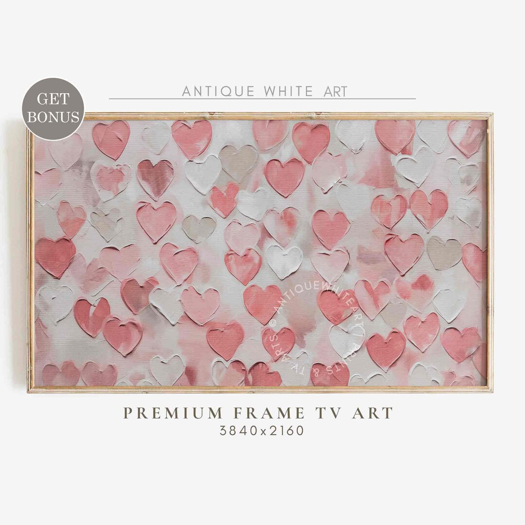 Valentine's Day Frame TV Art File, Watercolor Valentine Hearts, Muted ...