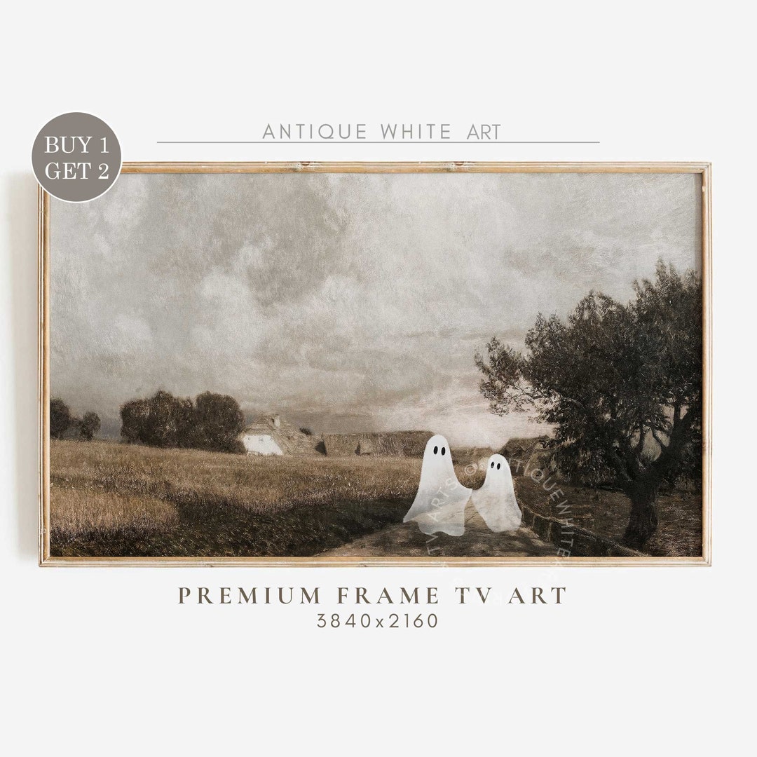 Cute Pair Ghosts Frame TV Art, Spooky Halloween Art for Tv, Ghosts in ...