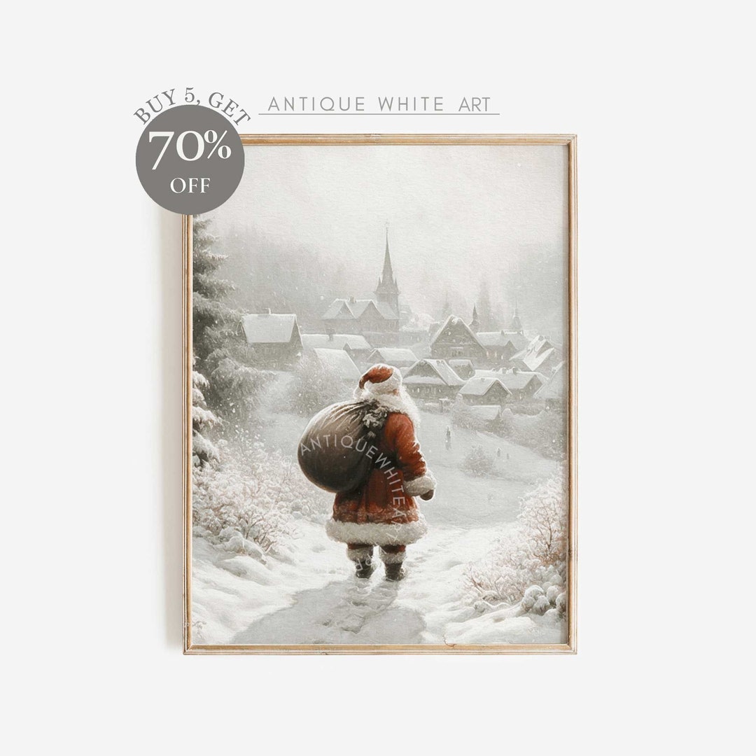 PRINTABLE Vintage Santa Claus Wall Art, Farmhouse Christmas Print ...