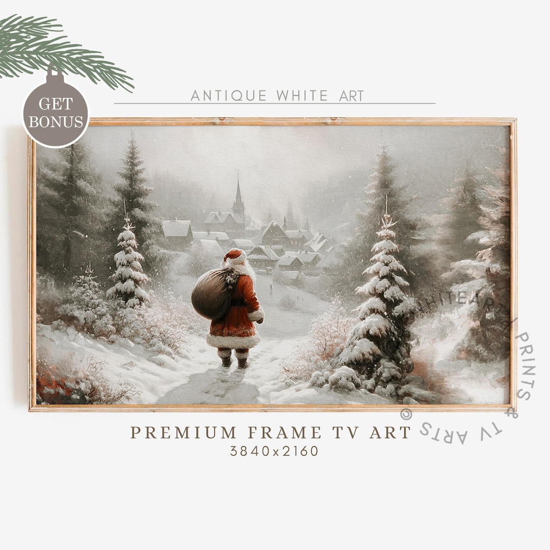 Vintage Christmas Samsung Frame TV Art, Santa Claus Art for TV ...