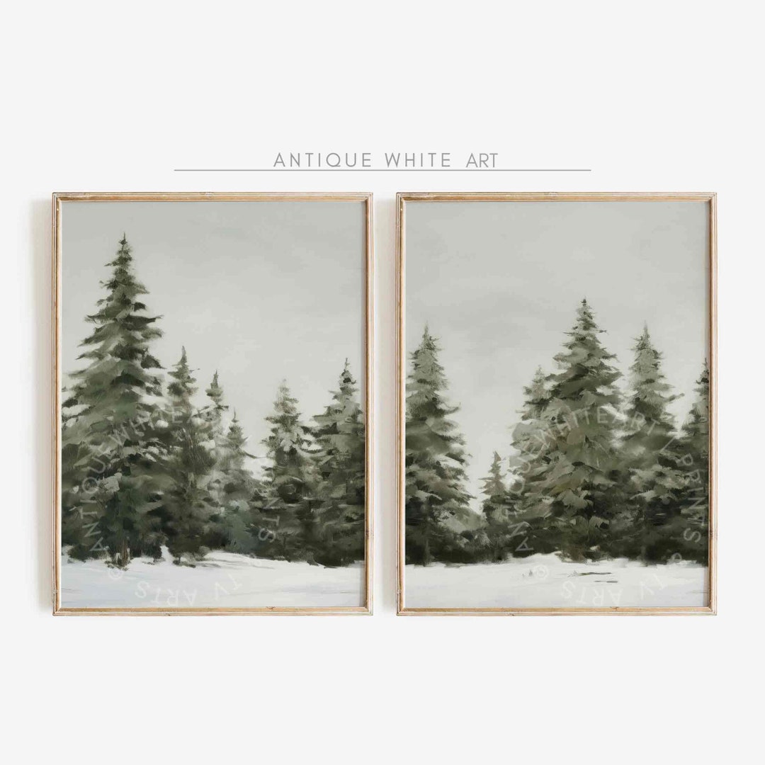 Snowy Winter Print, Set of 2 Christmas Printable Wall Arts, Farmhouse ...