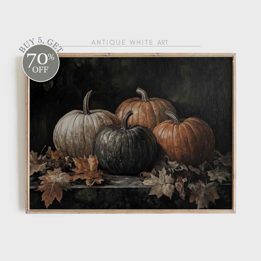 Pumpkin Wall Art, Halloween Print, Pumpkins Still Life Painting, Fall ...