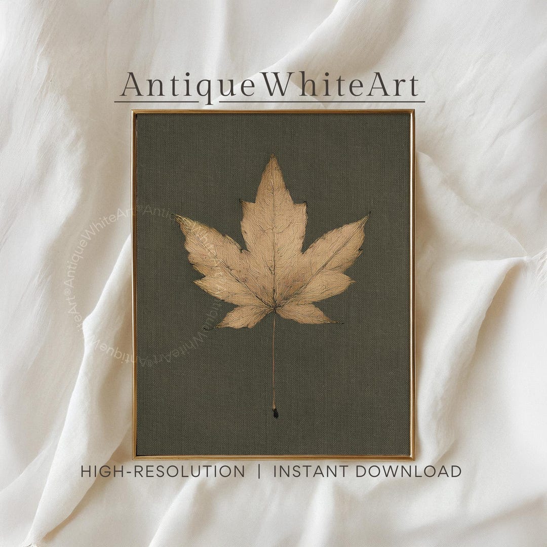 Printable Autumn Maple Leaf Print, Vintage Fall Wall Art, Neutral ...