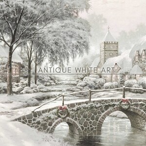 Vintage Winter Landscape Frame TV Art, Farmhouse Christmas Art for TV, Snowy Winter Oil Painting ...