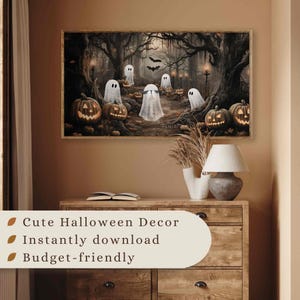 Haunted Spooky Forest With Pumpkins, Halloween Frame TV Art, Ghost ...