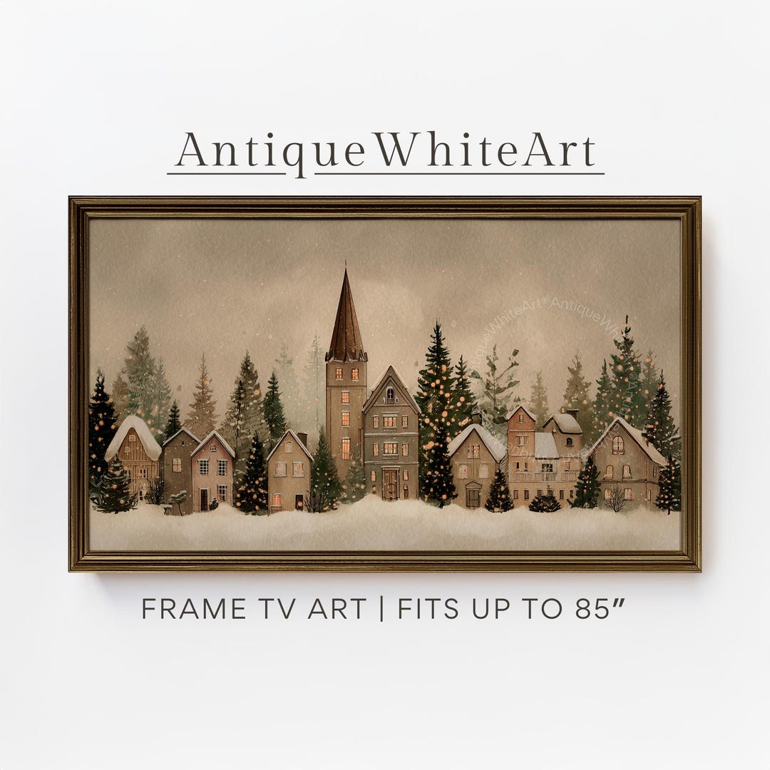 Christmas Village Samsung Frame TV Art: Winter Town at Night, Christmas ...