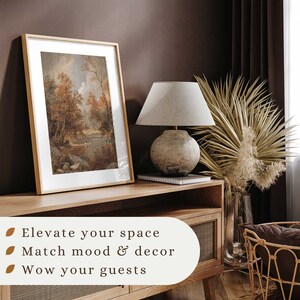 Printable Vintage Autumn Painting, Moody Fall Landscape, Farmhouse ...