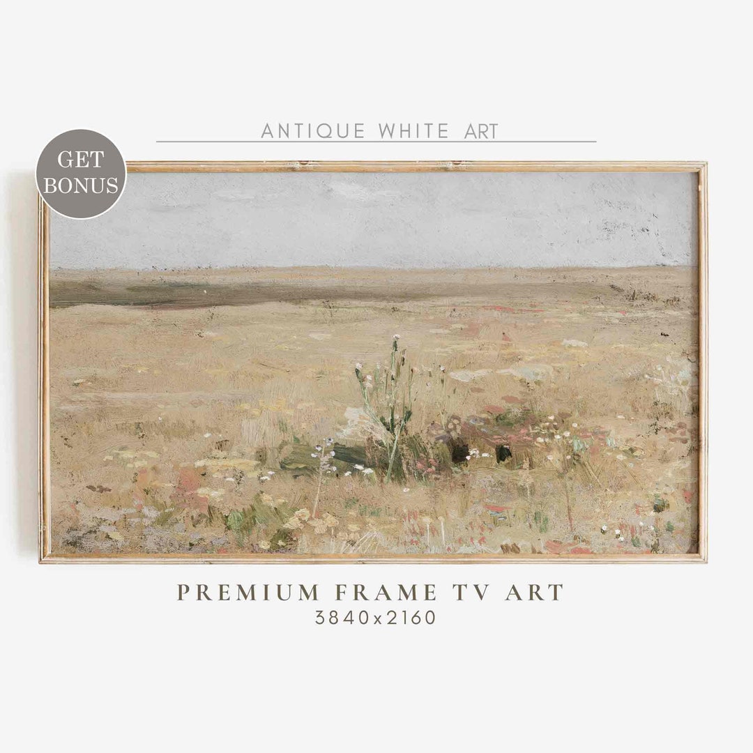 Vintage Soft Pastel Frame TV Art, Neutral Farmhouse Painting for TV ...